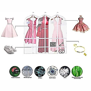 3 PCS Garment Bags, Garment Bags for Dance Costumes, 50 Inch Garment Bags for Hanging Clothes with 7 Zipper Pockets, Garment Bags For Travel Storage, Dance Garment Bags for Dancers, Clear Garment Bag