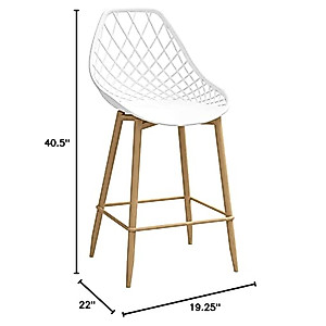 Jamesdar Camber Counter Chair (Set of 2), White/Natural