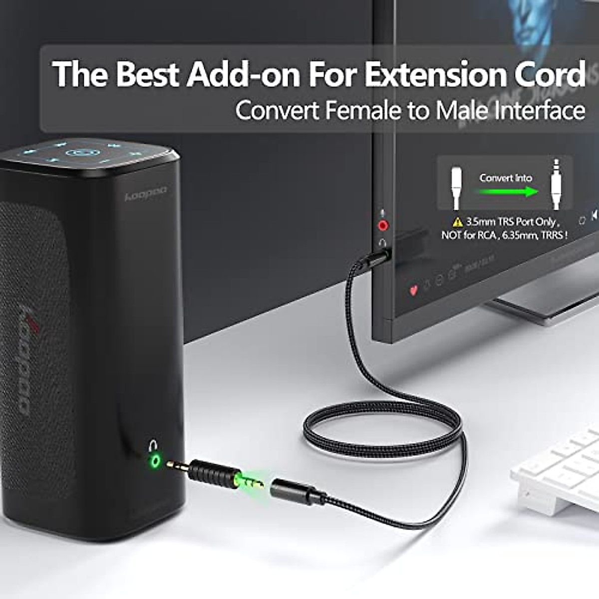 KOOPAO 3.5 to 3.5 Male to Male Plug Adapter, 3.5mm Male Jack Audio Double Sided Aux Adapter, Headphone 3.5mm Coupler Connector for Bluetooth Receiver, Car Stereo, Amp (3 Pack)