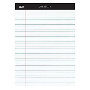 Office Depot Professional Legal Pad, 8 1/2in. x 11 3/4in., Legal Ruled, 50 Sheets Per Pad, White, Pack Of 8 Pads, 99528