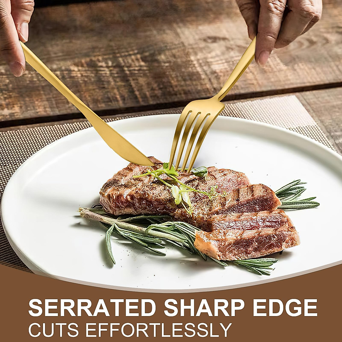 60-Piece Gold Silverware Set, Stainless Steel Flatware Set Service for 12, Utensils Cutlery Sets for Home Restaurant, Include Knife Fork Spoon Set, Dishwasher Safe