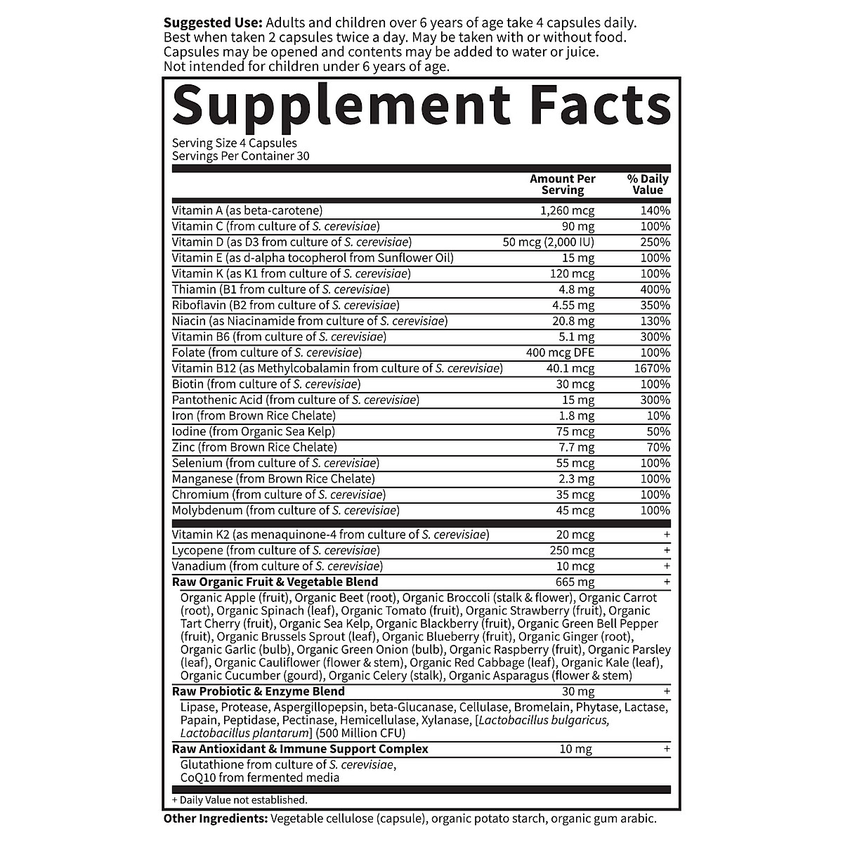 Garden of Life Multivitamin for Women, Men & Kids Age 6 and up, Vitamin Code Family Multi - 120 Vegetarian Capsules, Whole Food Vitamins, Food Blend & Probiotics, Gluten Free Dietary Supplements