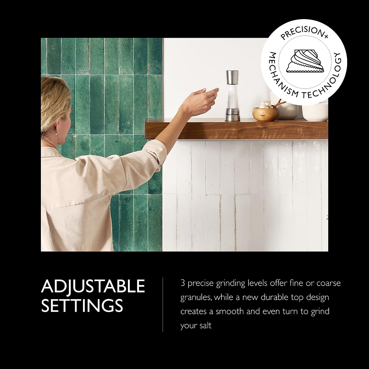 COLE & MASON Derwent Salt Grinder - Stainless Steel Mill Includes Gourmet Precision Mechanism and Premium Sea Salt