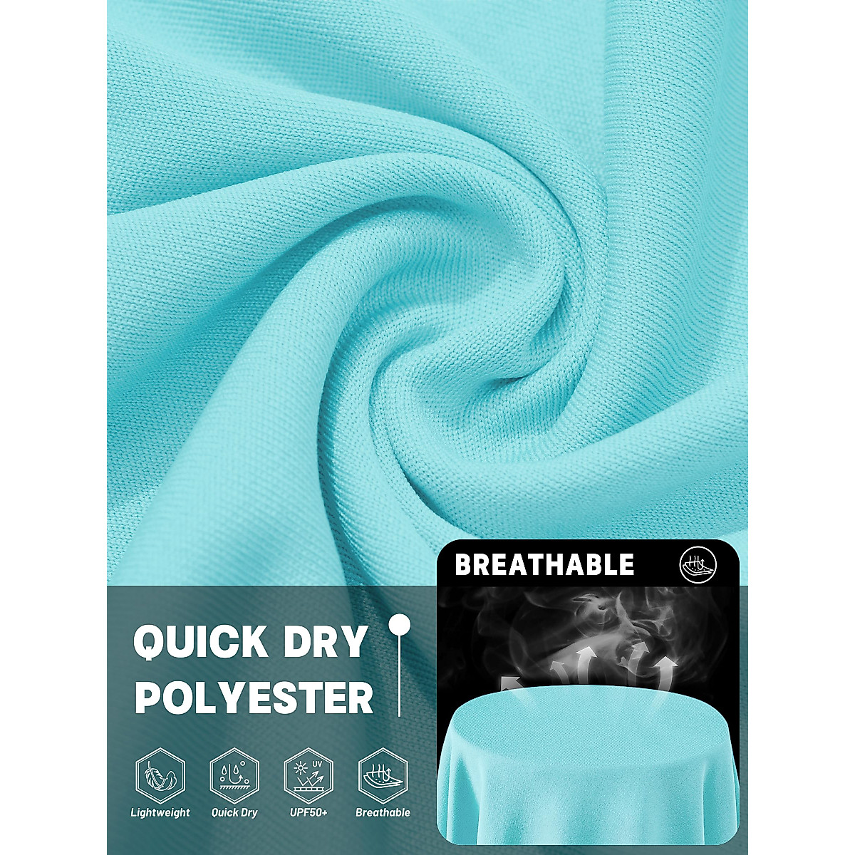 TACVASEN Workout Shirts for Women UPF 50+ Running Shirts Womens Dry Fit Fishing Hiking Shirts Long Sleeve Rash Guard T-Shirt Lake Blue