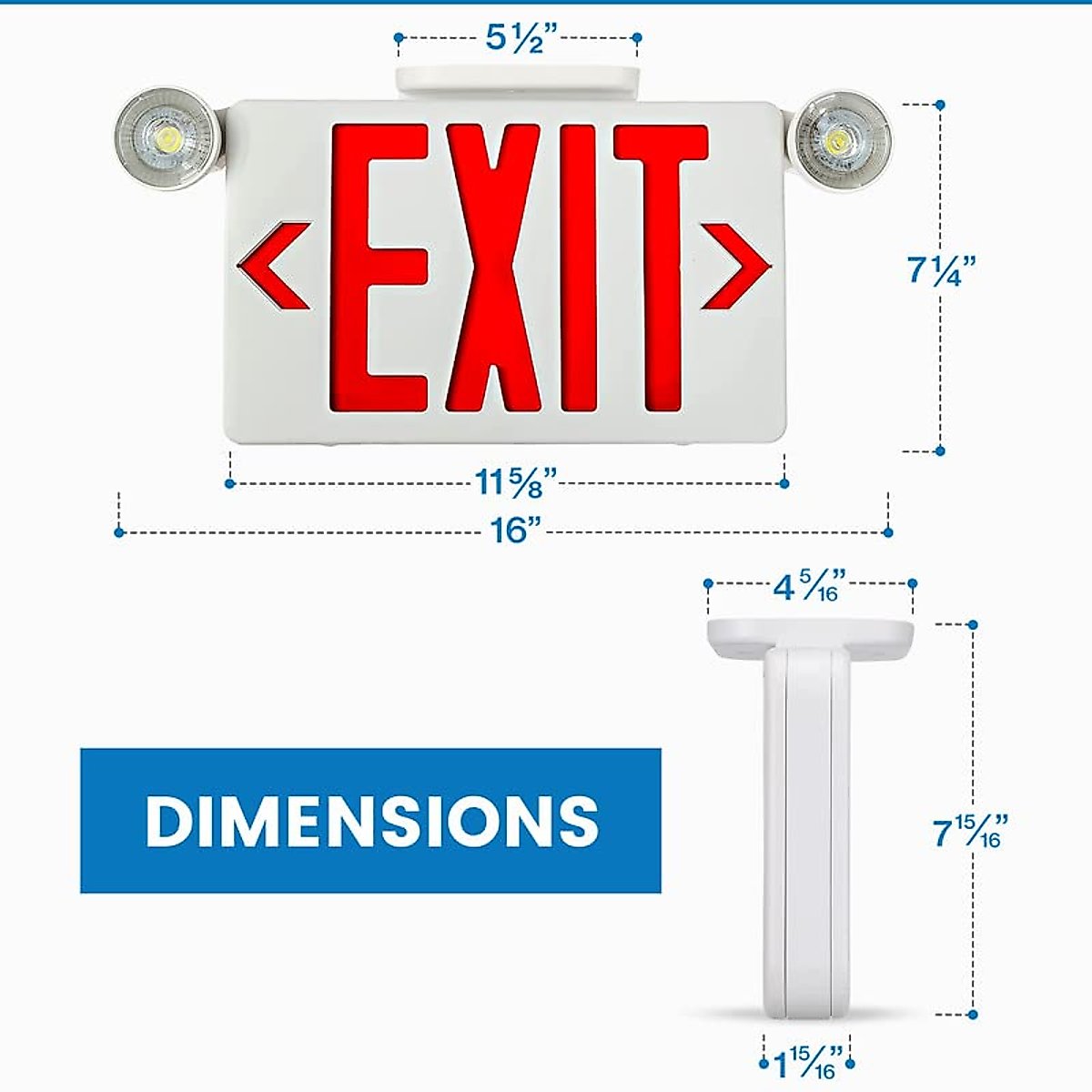 Ciata Ultra Bright Led Decorative Red Exit Sign & Emergency Light Combo with Battery Backup, Fire Exit Sign with Lights, Lighted Exit Signs with Battery Backup, 6-inch Red Letters - 12 Pack