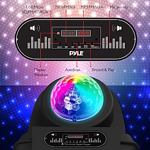 Pyle Wireless Portable PA Speaker System - 700 W Battery Powered Rechargeable Sound Speaker and Microphone Set with Bluetooth MP3 USB Micro SD FM Radio AUX 1/4" DJ lights - For PA / Party