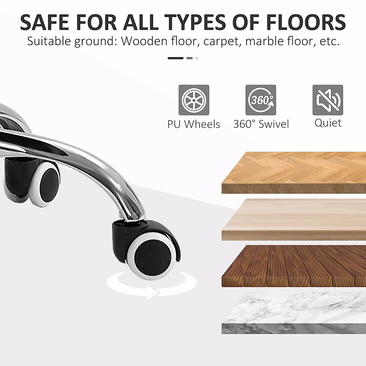 Vinsetto Cute Armless Office Chair, Teddy Fleece Fabric Computer Desk Chair, Vanity Task Chair with Adjustable Height, Swivel Wheels, Mid Back, Light Gray