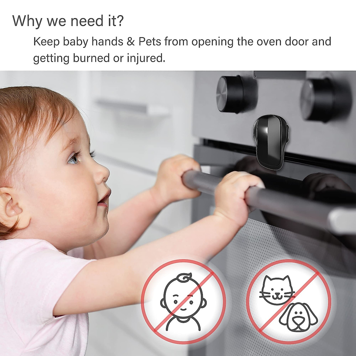 Oven Lock Childproof, Oven Front Door Lock Child Safety, Easy to Install, Heat-Resistant, Black, by Heart of Tafiti