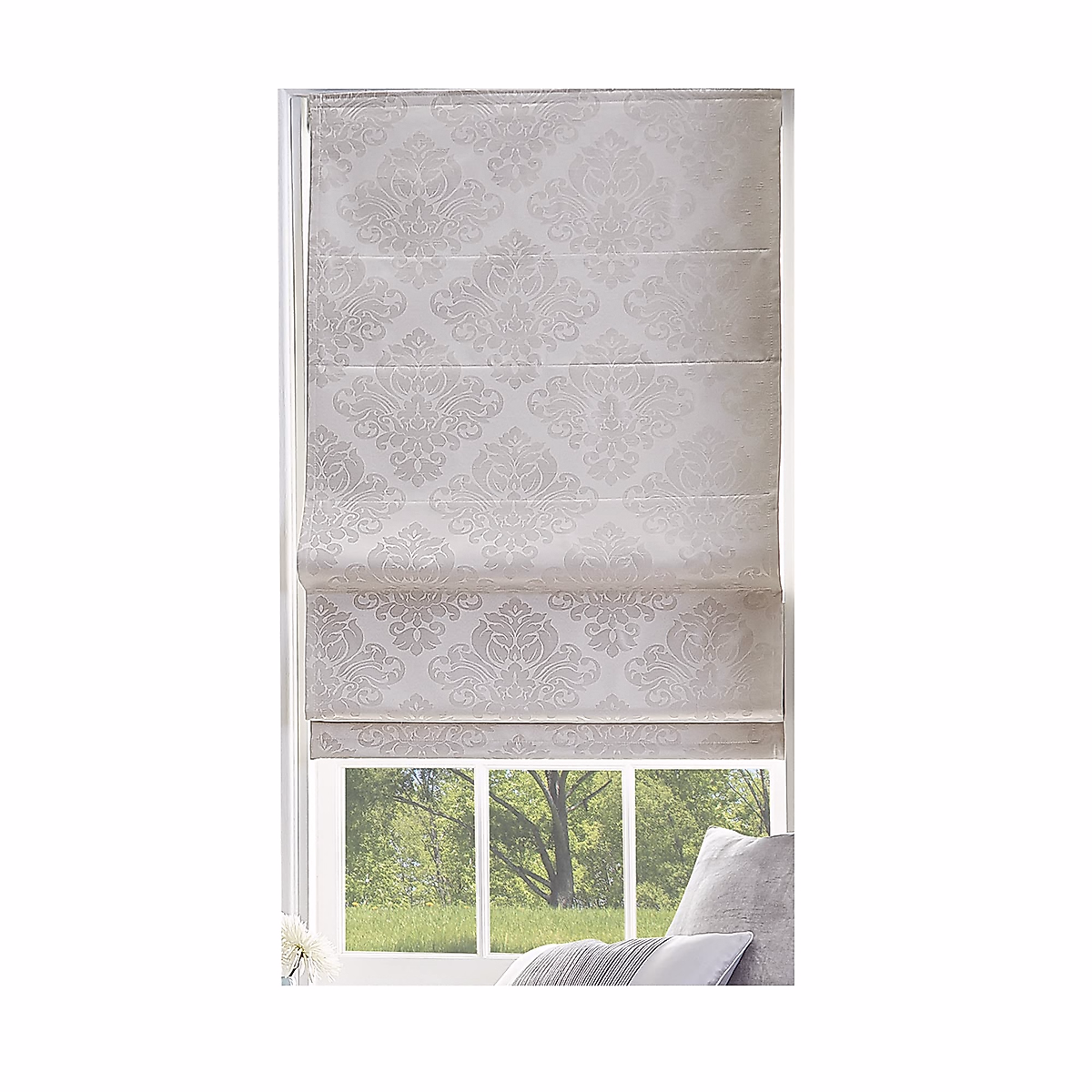 Damask Room Darkening Cordless Roman Shade