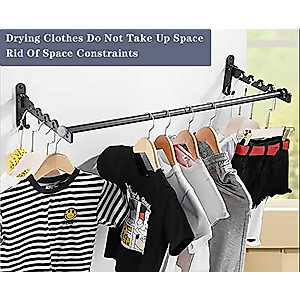 kuaguan Clothes Drying Rack Wall Mounted Drying Racks for Laundry Room Organization and Storage Clothes Rack，Aluminum Dryer Rack with Two Drying Rods for Hanging Wet and Dry Clothes