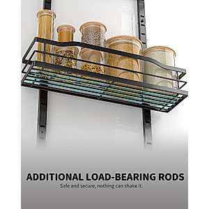 Moforoco 9-Tier Over The Door Pantry Organizer, Pantry Organization and Storage, Black Hanging Basket Wall Spice Rack Seasoning Shelves, Home & Kitchen Bedroom Bathroom House Essentials