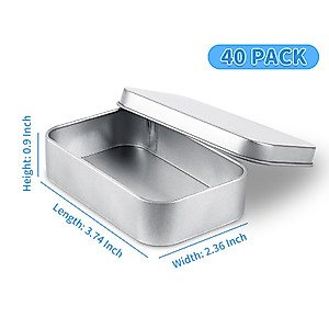 RHBLME 40 Pack Small Tin Box with Lid, 3.74" x 2.36" x 0.9" Metal Tin Box Container Mini Portable Small Storage Container Kit with Lid for Home Storage, DIY Craft Tools Storage