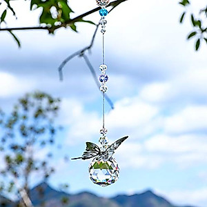 WEISIPU Crystal Hanging Decorations - Hanging Ornament Crystals Butterfly Suncatchers with Clear Crystal Ball for Home, Office, Garden Decoration, Window Decorations Hanging
