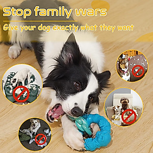 Rmolitty Dog Toys for Aggressive Chewers Large Medium Breed Dogs, Indestructible Interactive Tough Non-Toxic Natural Rubber & Nylon Tough Teething Double-Ring Chew Toys