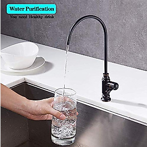 Kmeino (Oil Rubbed Bronze) Water Drinking Faucet 100% Lead-Free Water Filter Faucet Fits Most RO Units or Water Filtration System Stainless Steel Body Sink Water Filtration Faucet Mini Tube