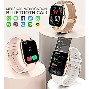 Iaret Smart Watch for Women(Call Receive/Dial), Fitness Tracker Waterproof Smartwatch for Android iOS Phones 1.7" HD Full Touch Screen Digital Watches with Heart Rate Sleep Monitor Pedometer, White