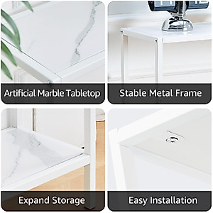 Wimarsbon 29.5 Inches Narrow Console Table, Small Sofa Table, 2-Tier Slim Sofa Table, Entryway Table with Shelves, Side Table, Display Table, for Hallway, Bedroom, Foyer (White Frame White)