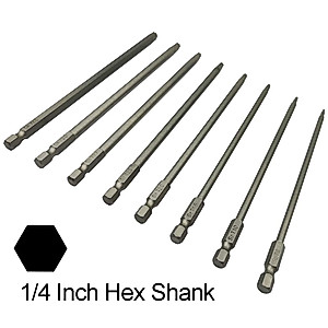 YDLQWCZ Long Torx Security Screwdriver Bit Sets 6 Inch Length T8 T10 T15 T20 T25 T27 T30 T40 S2 Steel Torx Security Head Drill Screw Driver Drill Set (8Pcs Torx Head (150mm)