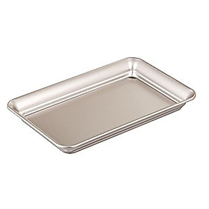 mDesign Metal Storage Organizer Tray for Bathroom Vanity Countertops, Closets, Dressers - Holder for Watches, Earrings, Makeup, Reading Glasses, Perfume, Guest Hand Towels, Satin