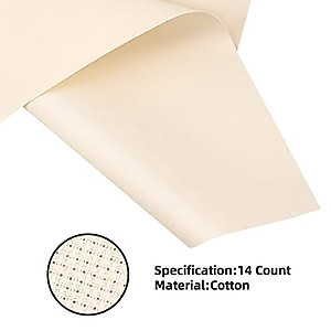 Caydo Aida Cloth 14 Count Light Beige Cross Stitch Cotton Fabric for Crafts and Needlework, 25.6 x 39 inch