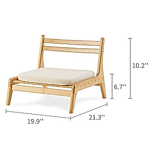 CENZEN Bamboo Floor Chair for Sitting on The Floor Unique Janpanese Meditation Chair Seat with Cushion for Living Room Balcony Chair Accent Furniture, Large