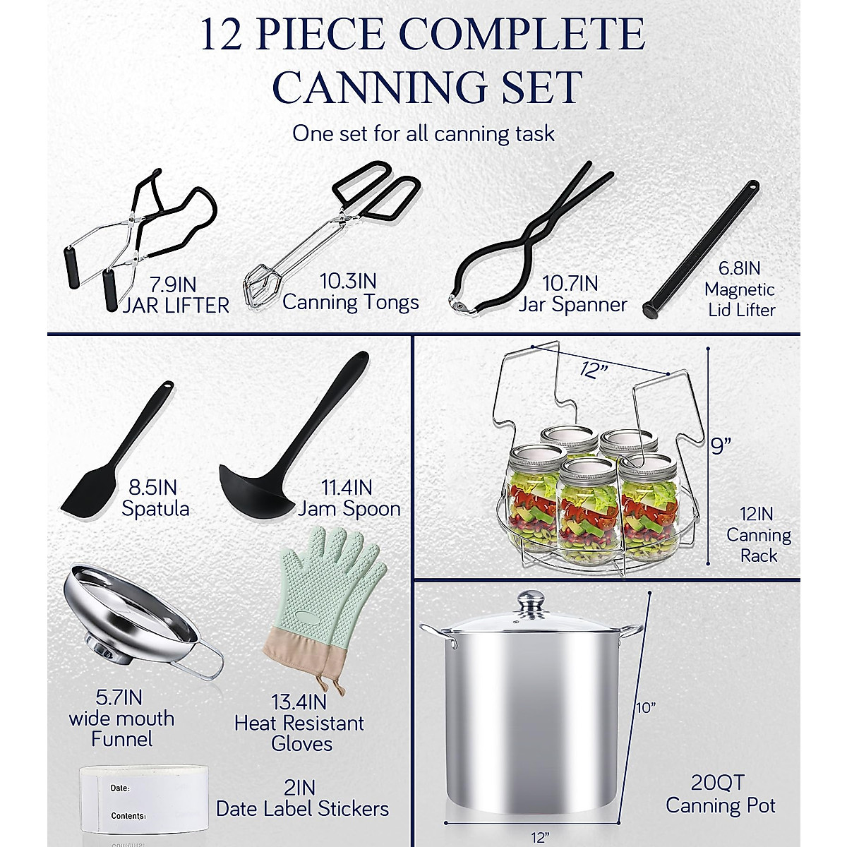 Canning Pot-Canning supplies starter kit, Stainless Steel Canning Tool Kit，Water bath canner with rack for canning.
