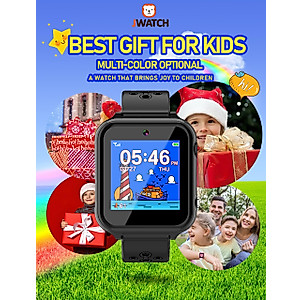 Jwatch Kids Smart Watch Phone Sos with 10 Stories 24 Puzzle Games Pedometer Boys Girls Gift for Birthday Christmas （Black）