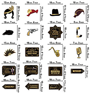 40 Pcs 1920's Photo Booth,1920 Party Decorations, 1920s Theme Party Decorations,1920 Party Decor, Roaring 20's Party Decorations, Great Gatsby Decorations Party