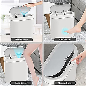 Ventifan Bathroom Trash Can with Lid,3 Gallon Waterproof Automatic Motion Sensor Garbage Can,Slim Narrow Bedroom Bathroom Garbage Bin