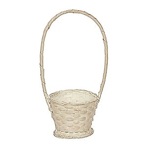 Napco Woven White Wash Basket with Handle