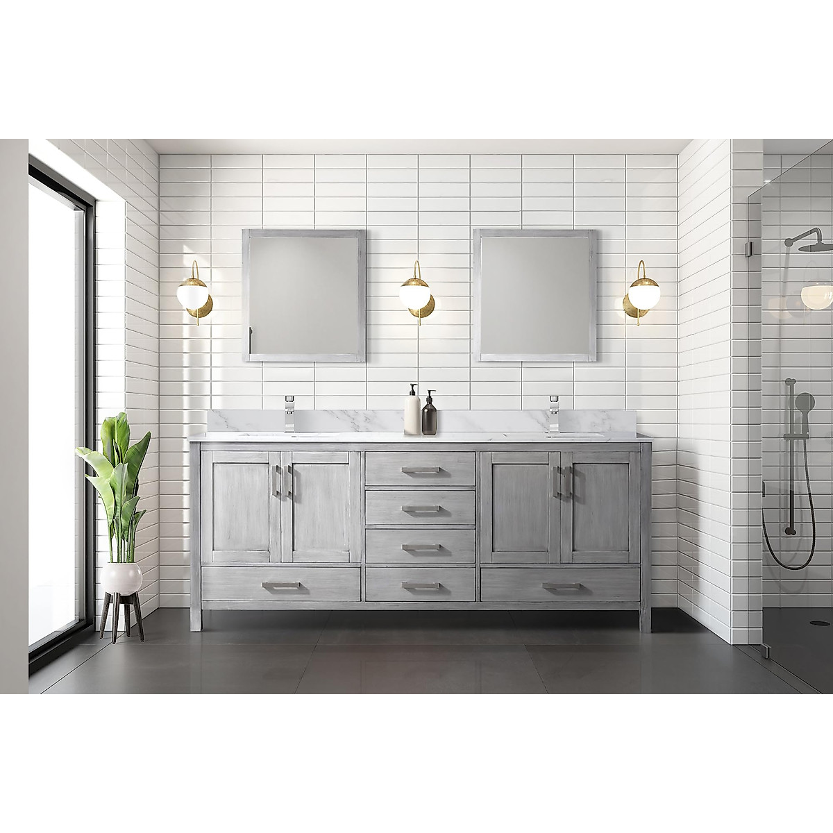 Lexora Jacques 80 in. W x 22 in. D Distressed Grey Double Bath Vanity