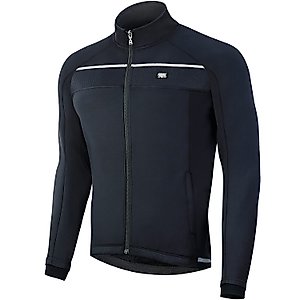 Souke Sports Men’s Winter Warm Cycling Jacket Windproof Running Water Resistant Thermal Breathable Softshell Windbreaker Reflective for Bike Riding Black (Black，X-Large)