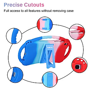 TopEsct Kids Case for Samsung Galaxy Tab A7 Lite 8.7 Inch 2021, Lightweight Kid-Proof Cover with Kickstand & Three Handles and Strap for Galaxy Tab A7 Lite 8.7 Inch (SM-T220/T225) (Red and Blue)