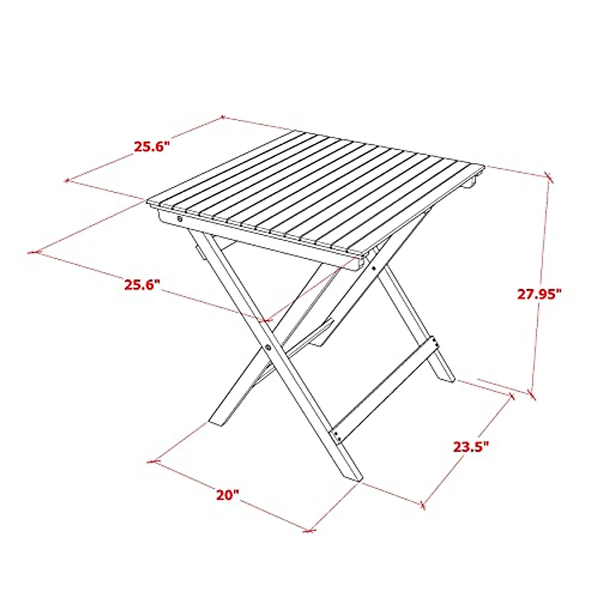 East West Furniture SEBS3CANA Selma 3 Piece Patio Bistro Outdoor Set Contains a Square Acacia Wood Coffee Table and 2 Folding Arm Chairs, 26x26 Inch, Natural Oil