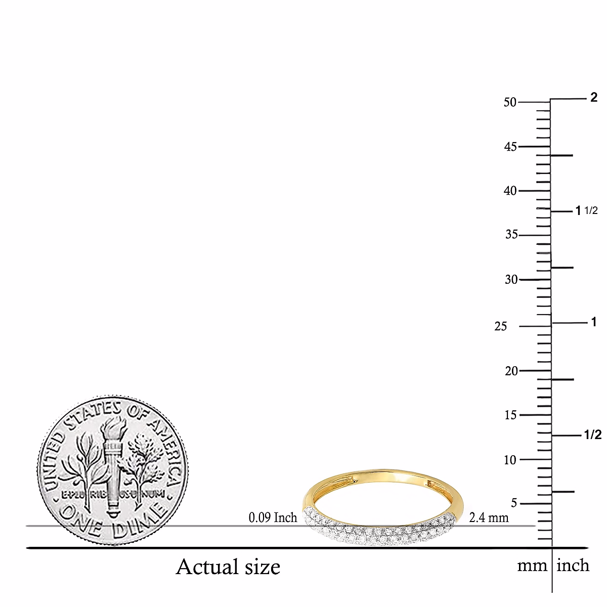 Dazzlingrock Collection 0.25 Carat (Ctw) Round Lab Grown White Diamond Stackable Wedding Band for Her in 10K Yellow Gold Size 5.5