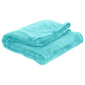 UOZZI BEDDING All-Season Teal (Light Blue) Flannel Fleece Baby Blanket for Girls & Boys - Ultra Soft Plush Thin Kids Toddler Blanket for Crib, Pram Strollers, Sofa, 100% Microfiber Polyester 27"x39"