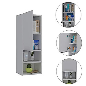 Tuhome Mila Medicine Cabinet Two Open Shelves, Storge Cabinet with Two Interior Shelves, White