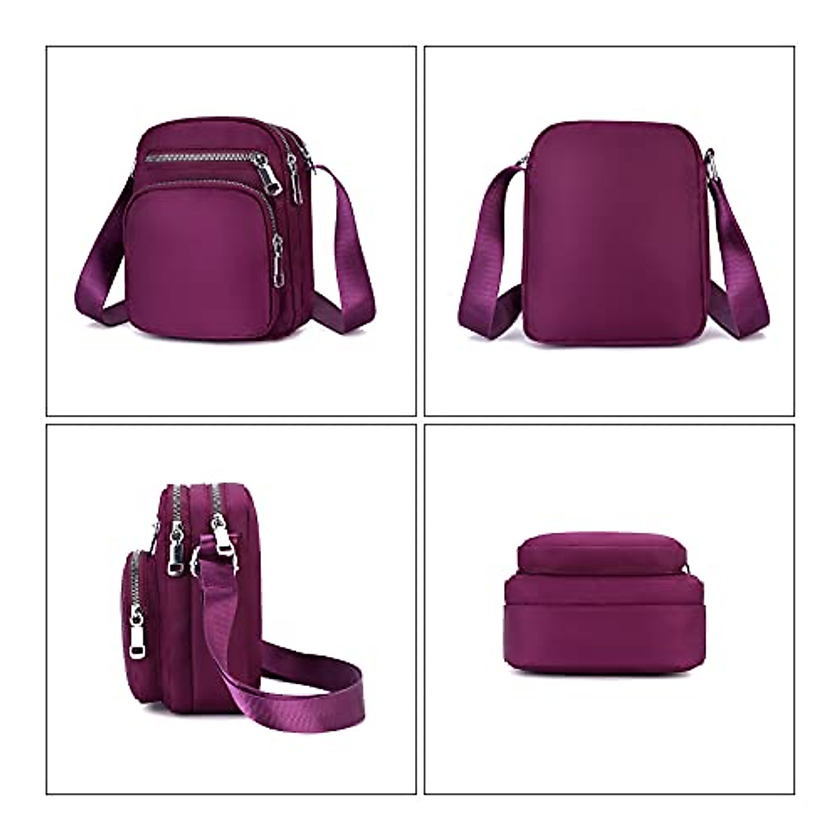 NOTAG Small Crossbody Bags for Women Travel Cell Phone Purses Nylon Waterproof Shoulder Bags Casual Pocketbooks (Black)