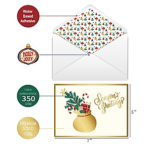 100 Unique Christmas Cards, Christmas Cards Boxed With Envelopes,Large 5X7 Inch Merry Christmas Cards Greeting Cards Set With Greeting And Sticker,Bulk Christmas Cards Boxed Set