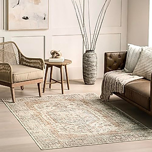 nuLOOM 5' x 8' SpinClean Machine Washable Stain-Resistant Area Rug with Non Slip Backing, Low Profile for Living Room, Bedroom, and Dining Room, Jacquie Light Grey