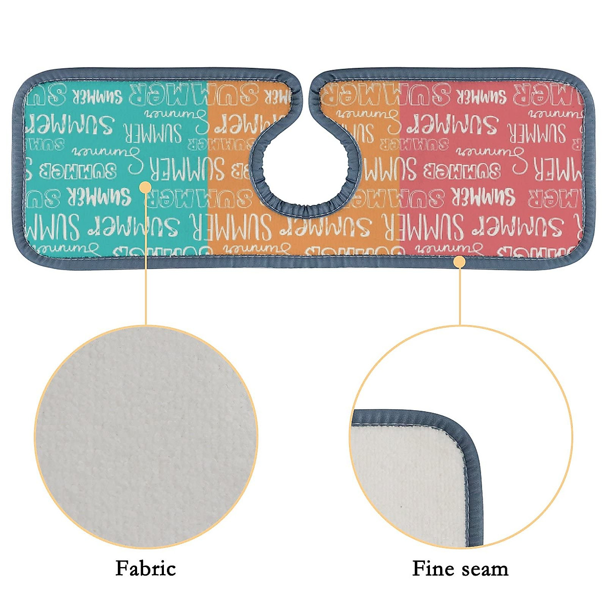 Kitchen Faucet Mats 4 Pieces Summer Funny Letters Absorbent Faucet Sink Splash Guard Bathroom Counter and RV,Faucet Counter Sink Water Stains Preventer