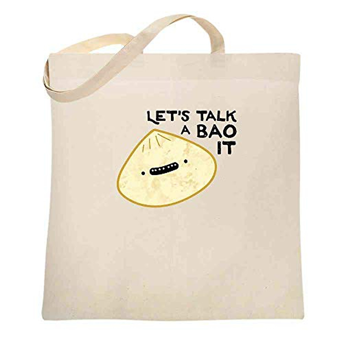 Lets Talk A Bao It Funny Dumpling Cute Food Natural 15x15 inches Large Canvas Tote Bag Women
