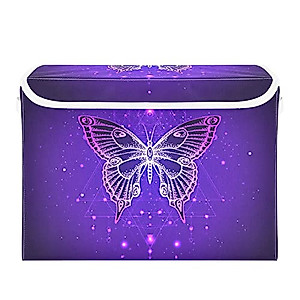 Shining Butterfly Large Storage Bins with Lid Collapsible Storage Bin Storage Cubes Rectangle Storage Bin for Home Laundry Room