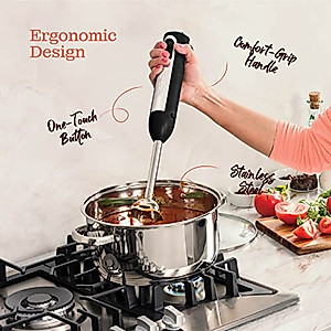 Multi-Use Immersion Blender, Hand Blender with Powerful Copper Motor 800W, High Speed, Turbo Mode, 3 in 1 Handheld Blender Stick Stainless Steel Blades, Whisk, Beaker with Measuring Marks, and Chopper