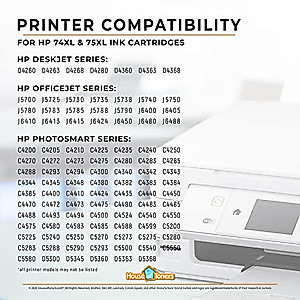 Houseoftoners Remanufactured Ink Cartridge Replacement for HP 74XL 74 XL 75XL 75 XL CC659FN CB335WN CB337WN (1 Black & 1 Color, 2-Pack)