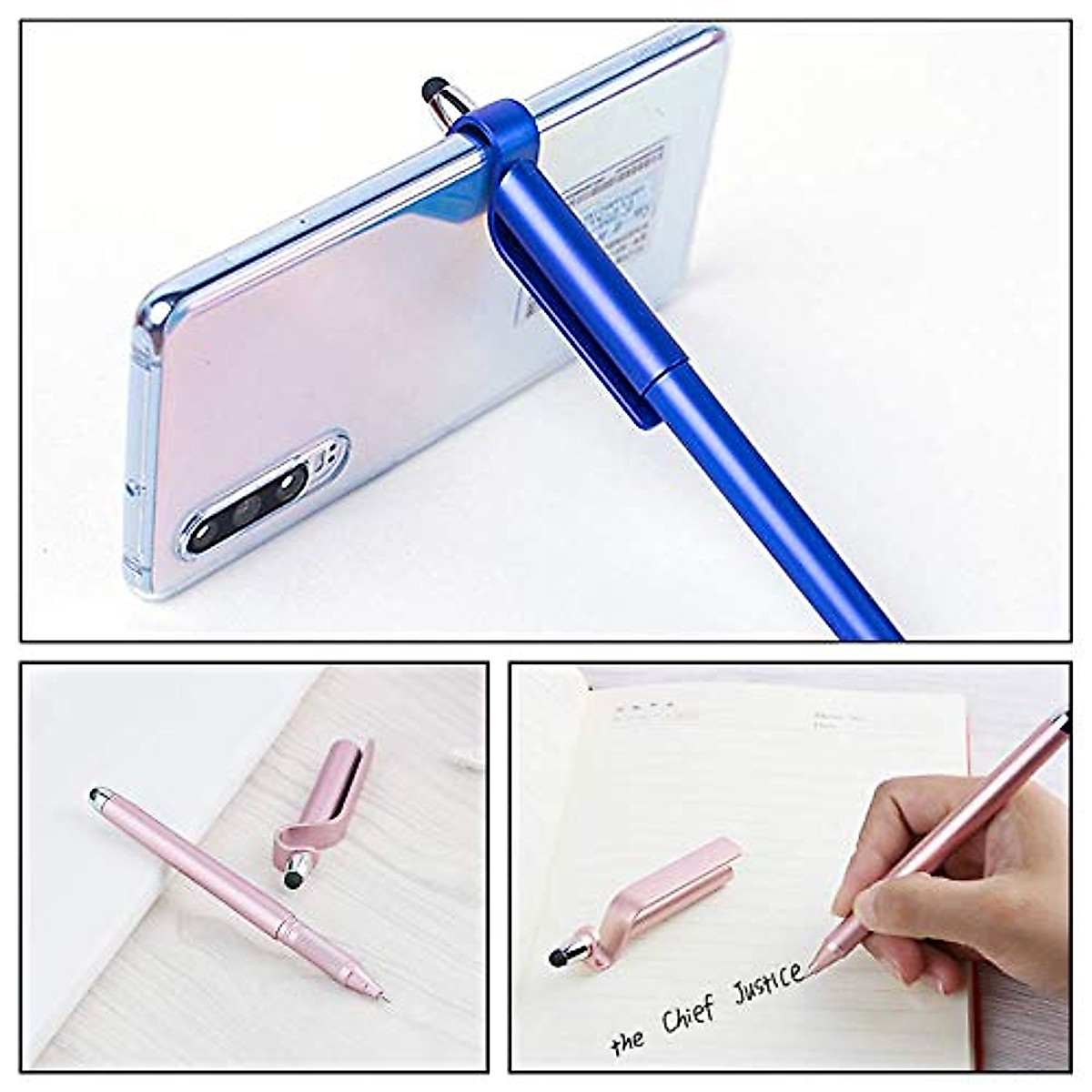 Stylus Pen, SITAKE 12 Pcs Multifunctional 3 in 1 Phone Holder + Capacitive Stylus + Ballpoint Pens, Mobile Phone Stand Stylus Pens for All Touch Screen Device, Phones, Tablet and Computer (Style 2)