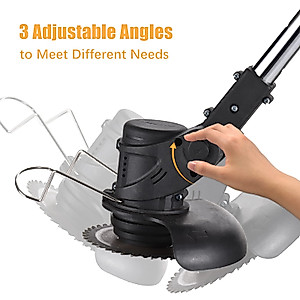 QIUNI Cordless Grass Trimmer Weed Wacker 12V Weed-Wacking Machine Lightweight Adjustable Height Metal Cutting Blade for Garden and Yard Bush Mowing Grass Lawn Pruning