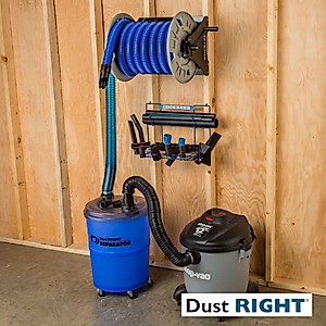 Dust Right Dust Separator + 36” Flex-Form Hose - Cyclone Dust Collector Separates Sawdust, Wood Chips, Debris, and More – 10-Gallon Translucent Bucket - Dust Collectors for Woodworking for Shop Vacs