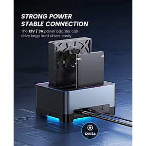 ORICO RGB Hard Drive Docking Station USB 3.2 Gen 1 Aluminum External Hard Drive Dock for 2.5''/3.5'' HDD SSD Up to 36TB Include 10Gbps Data Transfer USB-C&USB-A 2IN1 Cable -5528C3