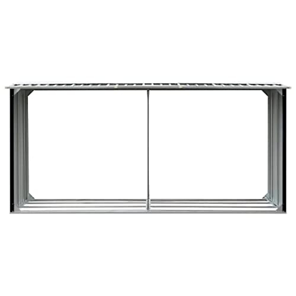 vidaXL Garden Log Storage Shed Heavy Duty Outdoor Backyard Timber Storage Cabin Firewood House Galvanized Steel 129.9" Gray